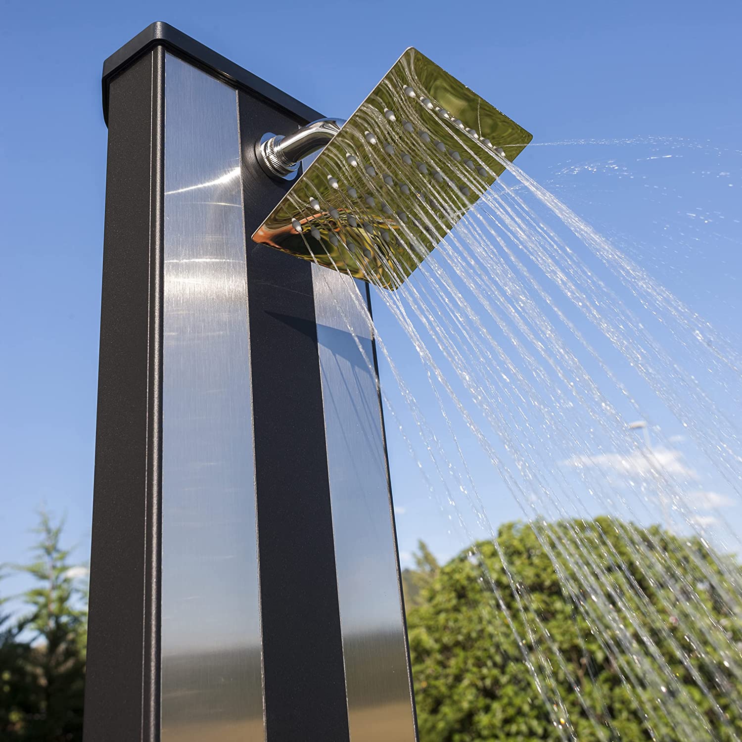 DUCHA SOLAR GRE JARDIN 38 LTS ALUMINIO PISCINAS GRE CON LAVAPIES ...