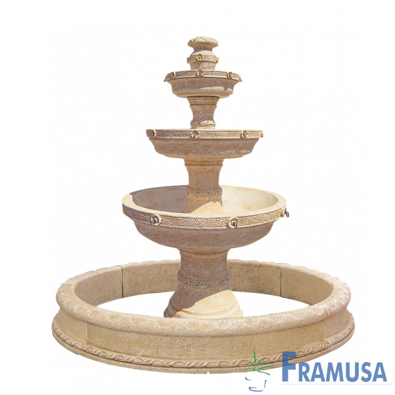 FUENTE DE PIEDRA ARTIFICIAL CENTRAL GRAN DORA OCRE CON BOMBA Y CERCO ...