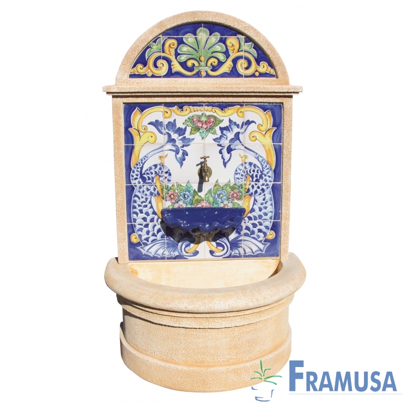 FUENTE DE PIEDRA ARTIFICIAL MURAL DE PARED FUENSALIDA ORIGINAL OCRE CON ...